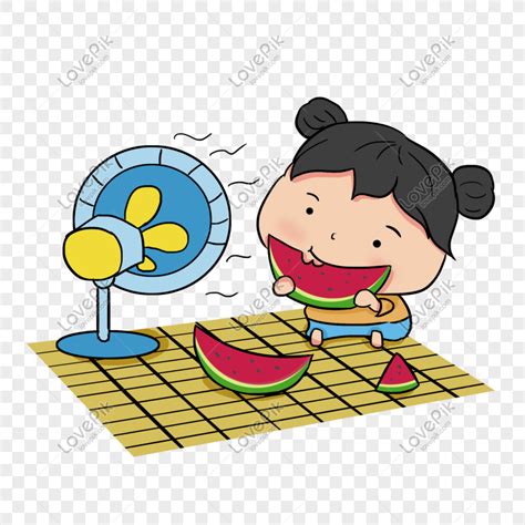 수박 먹는 어린 소녀 Png 일러스트 무료 다운로드 Lovepik