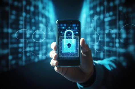 Premium AI Image Concept Of Man Using His Mobile Security In Form Of A Padlock On The Virtual