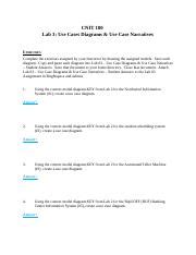 Lab 03 Use Case Diagrams Use Case Narratives Babe Answers 2 Docx CNIT 180 Lab 3 Use