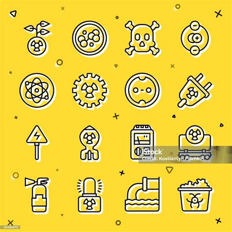 설정 라인 전염성 폐기물 방사성화물 열차 방사선 전기 플러그 뼈와 두개골 경고 원자 전기 콘센트 아이콘 벡터 0명에 대한 스톡 벡터 아트 및 기타 이미지 Istock