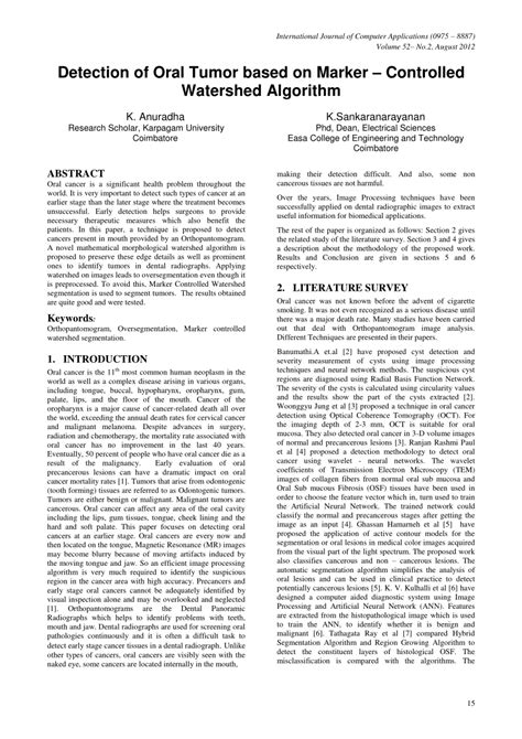 Pdf Detection Of Oral Tumor Based On Marker Controlled Watershed Algorithm