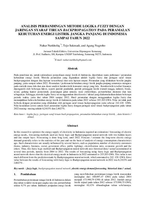 Pdf Analisis Perbandingan Metode Logika Fuzzy Dengan Jaringan Syaraf Tiruan Backpropagation
