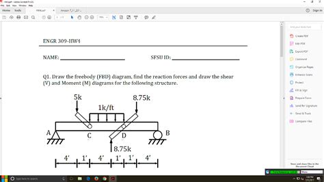 Solved Draw The Freebody FBD Diagram Find The Reaction Chegg Com