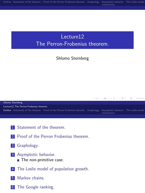 The Perron Frobenius Theorem Pdf Algebra Discrete Mathematics