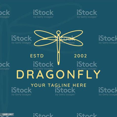 잠자리 로고 라인 아트 간단한 미니멀 벡터 일러스트 템플릿 아이콘 그래픽 디자인 잠자리에 대한 스톡 벡터 아트 및 기타 이미지