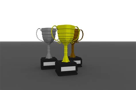 복셀 트로피 골드 실버 브론즈 로우 폴리 3d 모델 5 Unknown Free3d