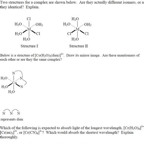 Solved Two Structures For A Complex Are Shown Below Are Chegg