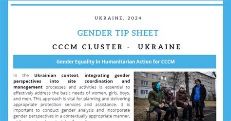 Gender Tip Sheet Cccm Cluster Ukraine Cccm Cluster