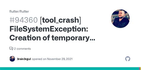 Toolcrash Filesystemexception Creation Of Temporary Directory Failed · Issue 94360