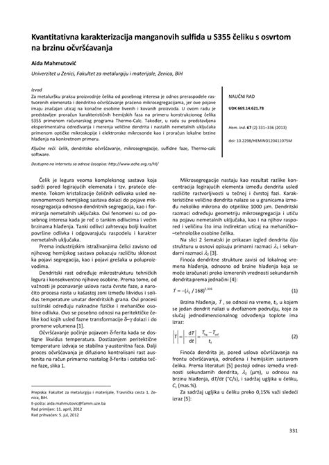 Pdf Quantitative Characterization Of Mns Inclusions In S355 Steel Regarding To Solidification Rate
