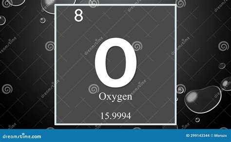 Oxygen Chemical Element Symbol On Wide Bubble Background Stock