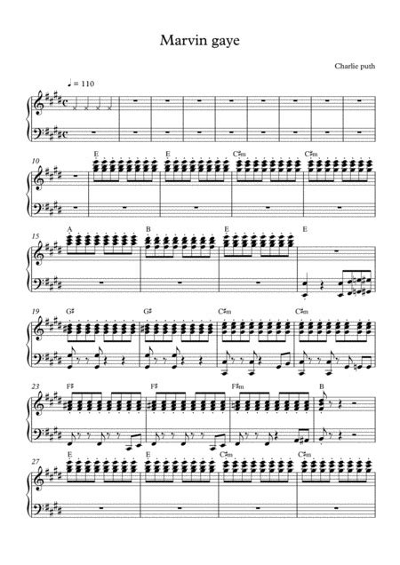 Marvin Gaye By Charlie Puth Piano Solo Digital Sheet Music Sheet
