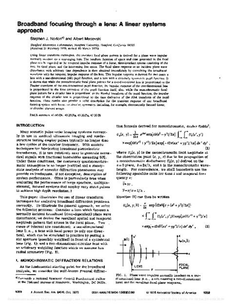 Pdf Broadband Focusing Through A Lens A Linear Systems Approach