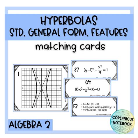 Hyperbolas Graphs Equations Features Matching Activity Tpt