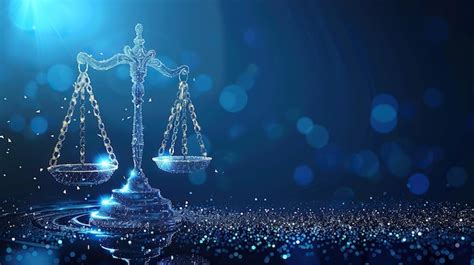 Digital Scales Of Justice Glowing In Blue Premium Ai Generated Image