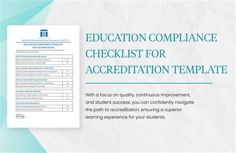 Education Compliance Checklist For Accreditation Template In Word Pdf
