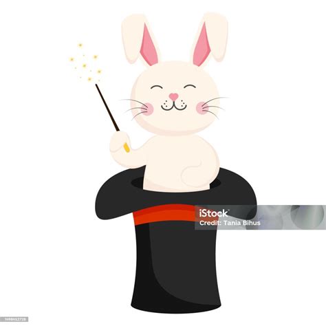마법의 마법 모자를 쓴 귀여운 토끼 마법사 벡터 그림입니다 공연에 대한 스톡 벡터 아트 및 기타 이미지 공연 귀여운 기이함 Istock