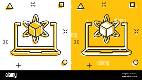 Computer Simulation Icon In Comic Style Vr Device Vector Cartoon Illustration On White Isolated