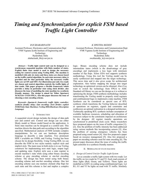 Pdf Timing And Synchronization For Explicit Fsm Based Traffic Light