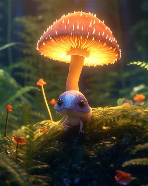 There Is A Small Toad Sitting On A Mossy Log In The Woods Generative Ai Premium Ai Generated Image