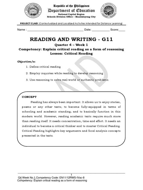 As1 Rw Q4 G11 Ortinez Pdf Reason Thought