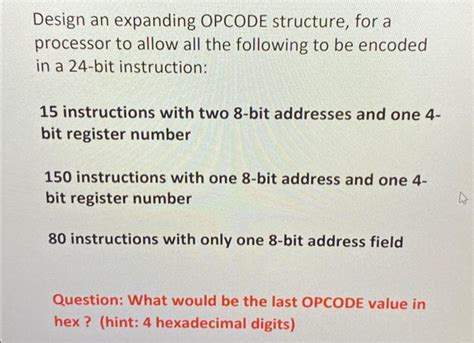 solved design an expanding opcode structure for a processor