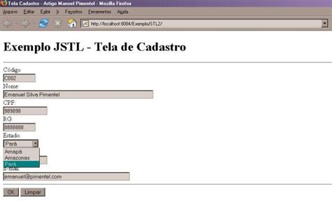 Jstl Exemplo De Um Cadastro Web Devmedia