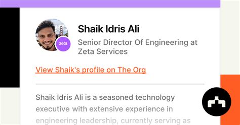 Shaik Idris Ali Senior Director Of Engineering At Zeta Services The Org