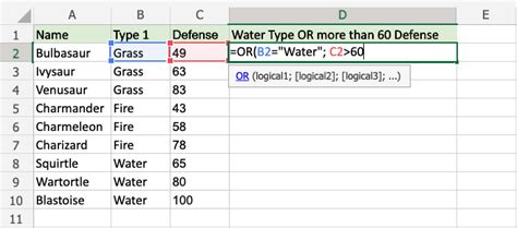 Excel OR Function