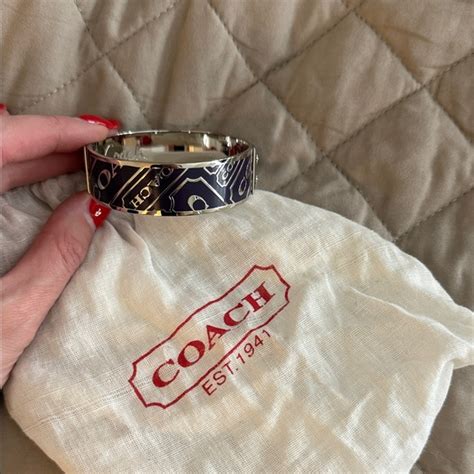 Coach Jewelry Coach Womens Purple And Silver Logo Bracelet Poshmark