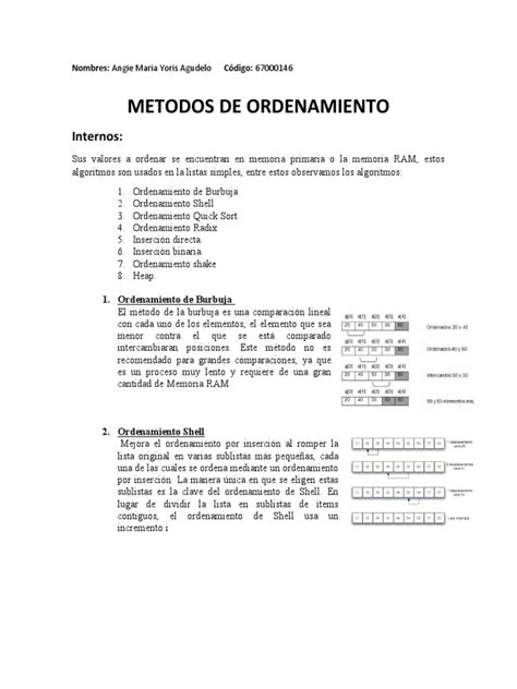 Metodos De Ordenamiento Descargar Gratis Pdf Estructura De Datos De Matriz Algoritmos Y