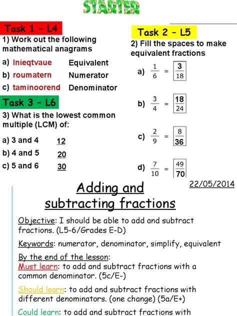 Adding And Subtracting Fractions Main Download Free Pdf Numbers Science