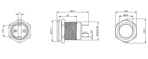 FILN 12MM Waterproof Balance Car Modified Car 2PIN Latching Push Button