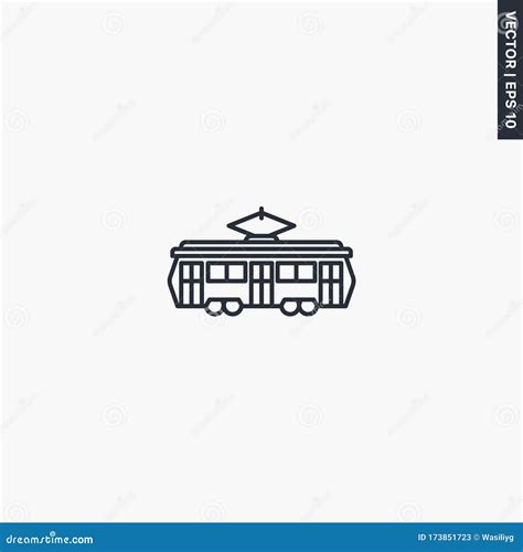 Tram Linear Style Sign For Mobile Concept And Web Design Stock Vector
