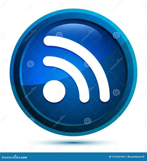 rss feed icon elegant blue round button illustration stock vector