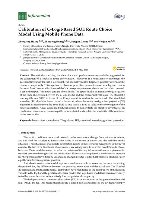 pdf calibration of c logit based sue route choice model using mobile