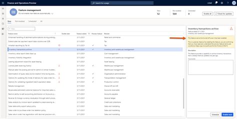 Feature Trial Inventory Transactions Archive Dynamicspedia