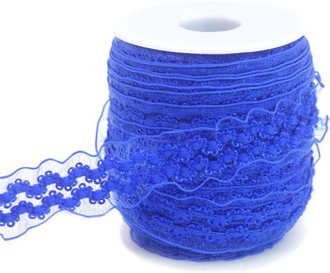 Jesep Yong 20 Yards Royal Blue Elastic Ruffle Lace Ribbon