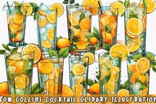 Tom Collins Cocktail Clipart Graphic By Fonshopdesign · Creative Fabrica