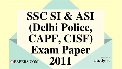 SSC SI ASI Delhi Police CAPF CISF Exam Paper Page Of Papers
