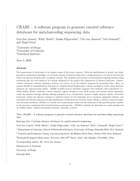 Pdf Crabs A Software Program To Generate Curated Reference