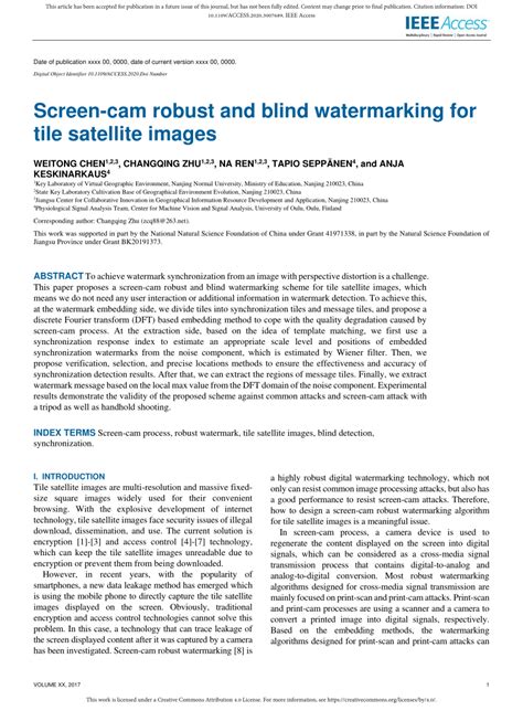 Pdf Screen Cam Robust And Blind Watermarking For Tile Satellite Images