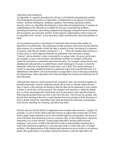 Algorithm Computer Science Algorithms And Complexity An Algorithm