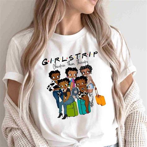 Black Girls Trip Betty Boop T Shirt Girls Trip Than Therapy Black