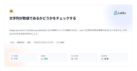 Java の数値文字列の解析 プログラミングチュートリアル Labex