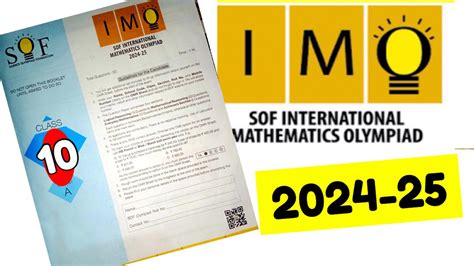 Sof Math Olympiad 2024 25 Class 10 Set A Question Paper Sof Imo International Olympiad