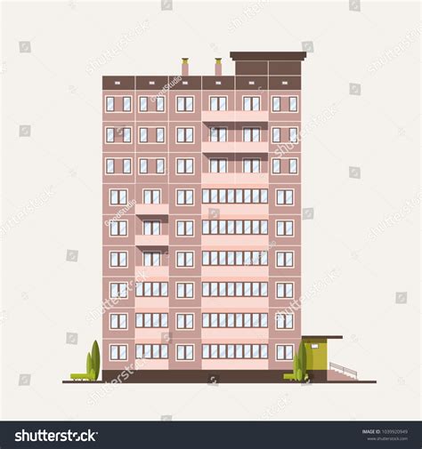 Multistory Prefabricated Panel Building Built Modern Stock Vector