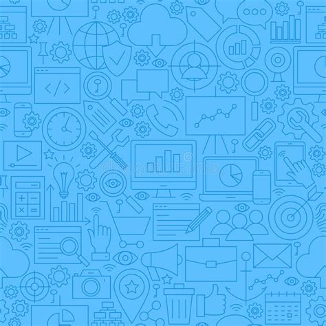 Blue Line Coding Seamless Pattern Stock Vector Illustration Of