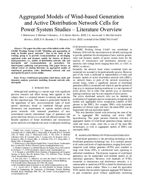 Pdf Aggregated Models Of Wind Based Generation And Active
