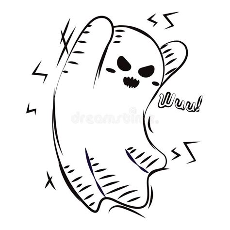 Isolated Sketch Of A Cute Halloween Ghost Character Vector Stock Vector